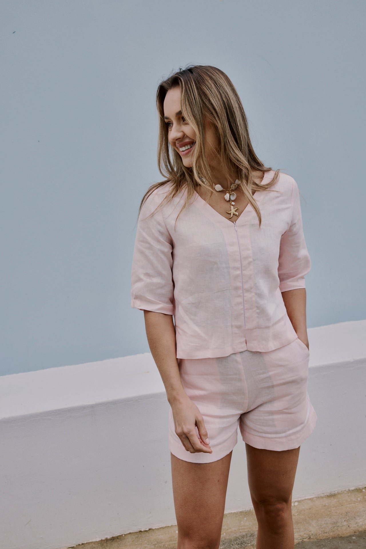 Linen Poppy Top | Marshmallow – Hannah Lavery